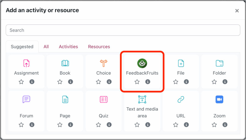 How to create a FeedbackFruits Moodle activity - Learning and Teaching Hub