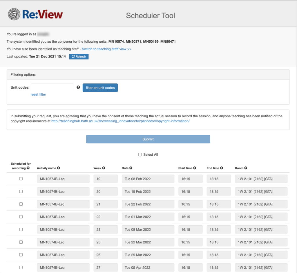 Scheduling An Automatic Lecture Recording Learning And Teaching