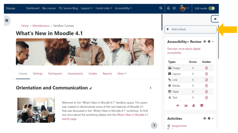 Moodle Blocks overview - Learning and Teaching